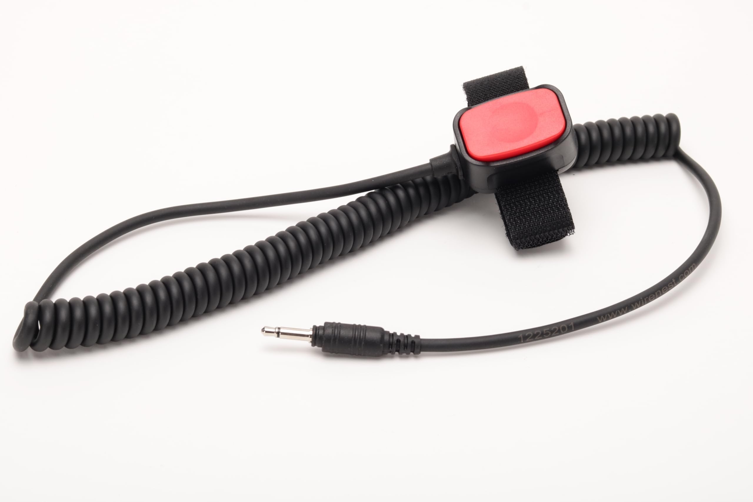 Wirenest® Aviation PTT Button with Velcro Strap – Inline Push-to-Talk